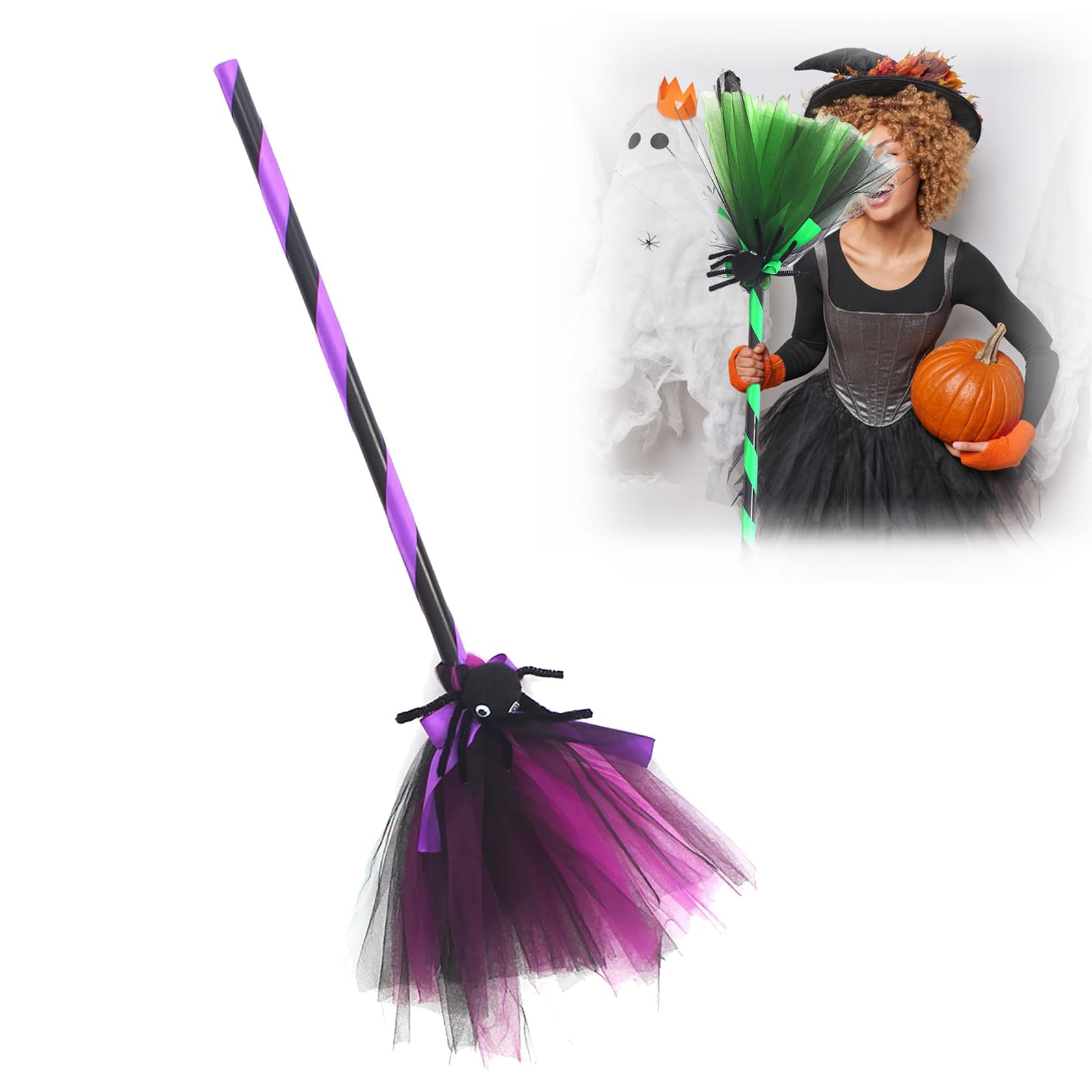 Halloween Witch Broom Kids Witch Broom Witch Costume Accessories Halloween Costume Decorations Halloween Witch Costume Sets (Purple)