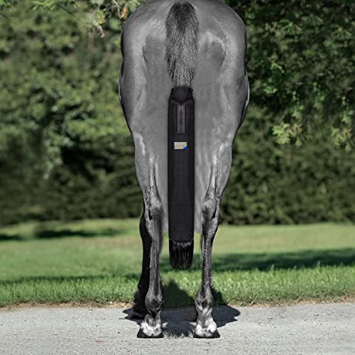 ZELARMAN Horse Tail Bag，Adjustable Tail Wraps for Horse，Horse Tail Cover with Fringe(Small Black)