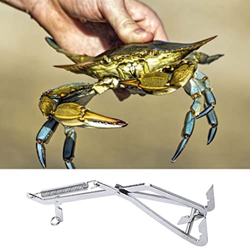 Fishing Pole Accessories,Fishing Crab Grabber Stainless Steel Double Hook Catch Tool Grabbing Tool Clamps Silver