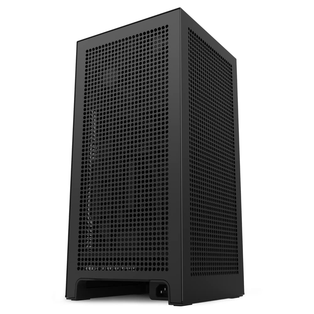 NZXT H1 Version 2 - CS-H11BB-US - Small Form-Factor ITX Case - Dual Chamber Airflow - Tinted Tempered Glass Front Panel - 140mm Liquid Cooler - SFX 750W 80+ Gold PSU - PCIe Gen4 Riser - Black