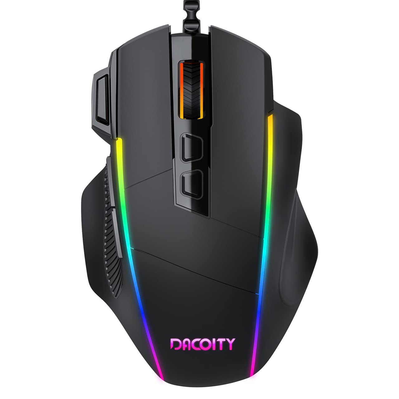 Dacoity Ergonomic 8000DPI RGB Wired Gaming Mouse, PC Gaming Mice with 8 Programmable Buttons, USB Computer Mice, 7 RGB Backlight Modes and 5 Levels Adjustable DPI up to 8000 for PC, Laptop, MacBook