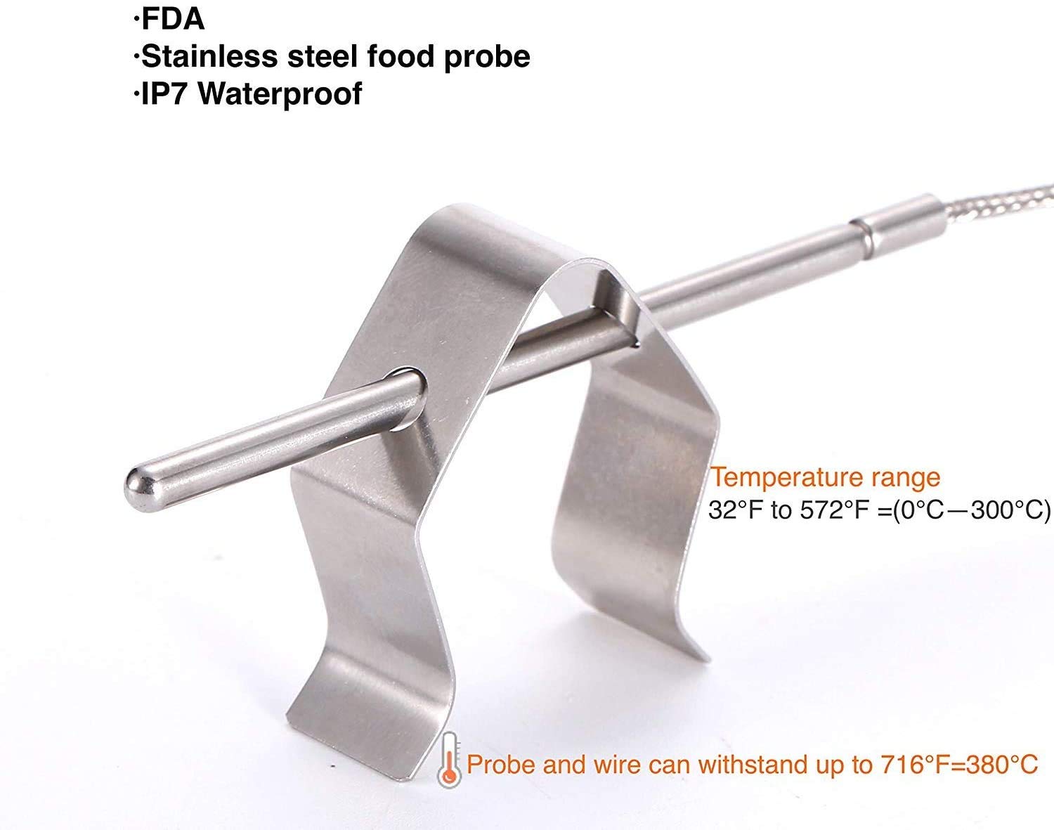 Digital Meat Thermometer Temperature Probes Replacement Compatible with Thermopro TP08S TP20 TP25 TP17 TP16 TP10 TP09 TP08 TP-08S TP-07 TP06S TP04