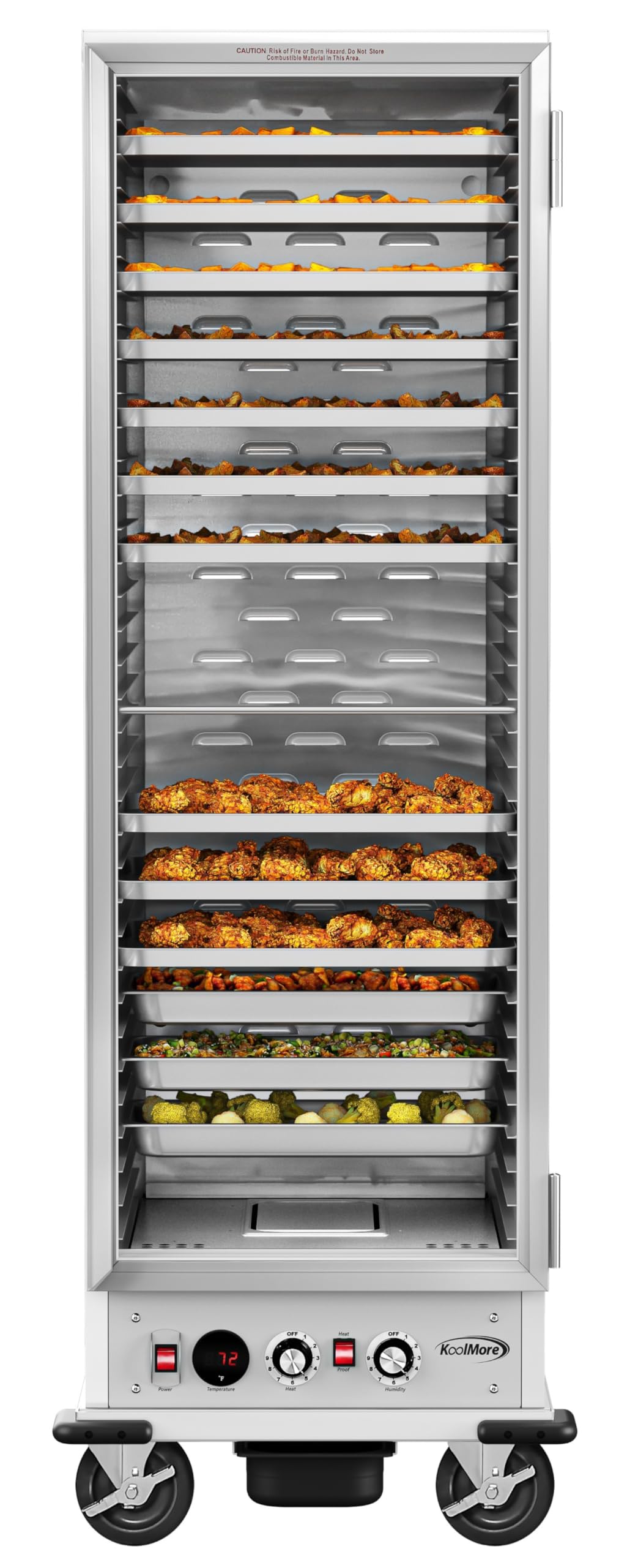 KoolMore 33 in. Commercial Insulated Heated Holding/Proofing Cabinet with Glass Door and 36-Pan Capacity in Silver, UL and NSF Listed (KM-CHP36-SIGL)