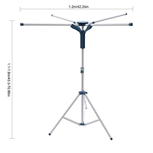 LOHISHILO 2in1 Foldable Clothes Stand Hanger, Drying Rack Adjustable Height Coat, for College Dorms, Camping, Apartments, Hotels, Laundry Rooms, Boutiques, Studios, Blue