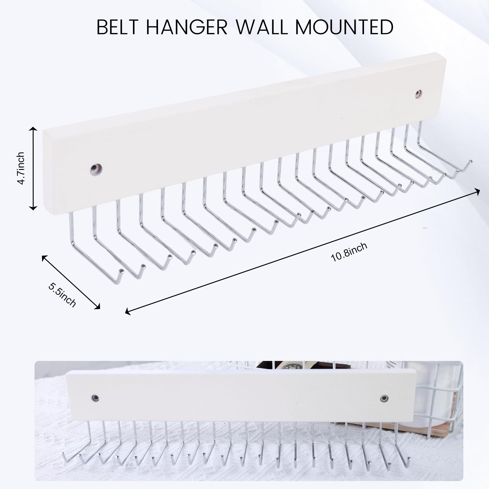 HAKDAY Tie Hanger Wall Mounted, 360°Rotating Tie Rack Belt Organizer Max 20 Storage for Belt,Ties,Purse,Scarves,Tank Top,Hats,Medals