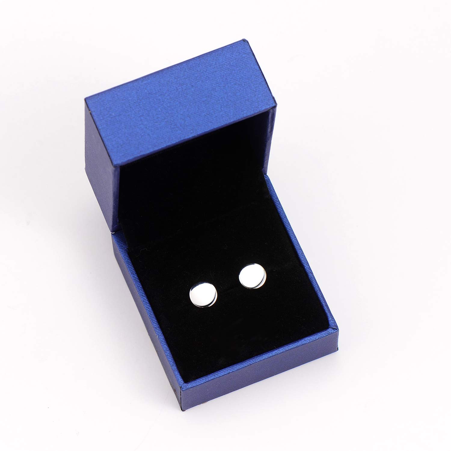 White Gold Plated Sterling Silver Dot Stud Earrings 3mm-10mm Options, Flat Round Disc Studs Hypoallergenic Jewelry (5mm)