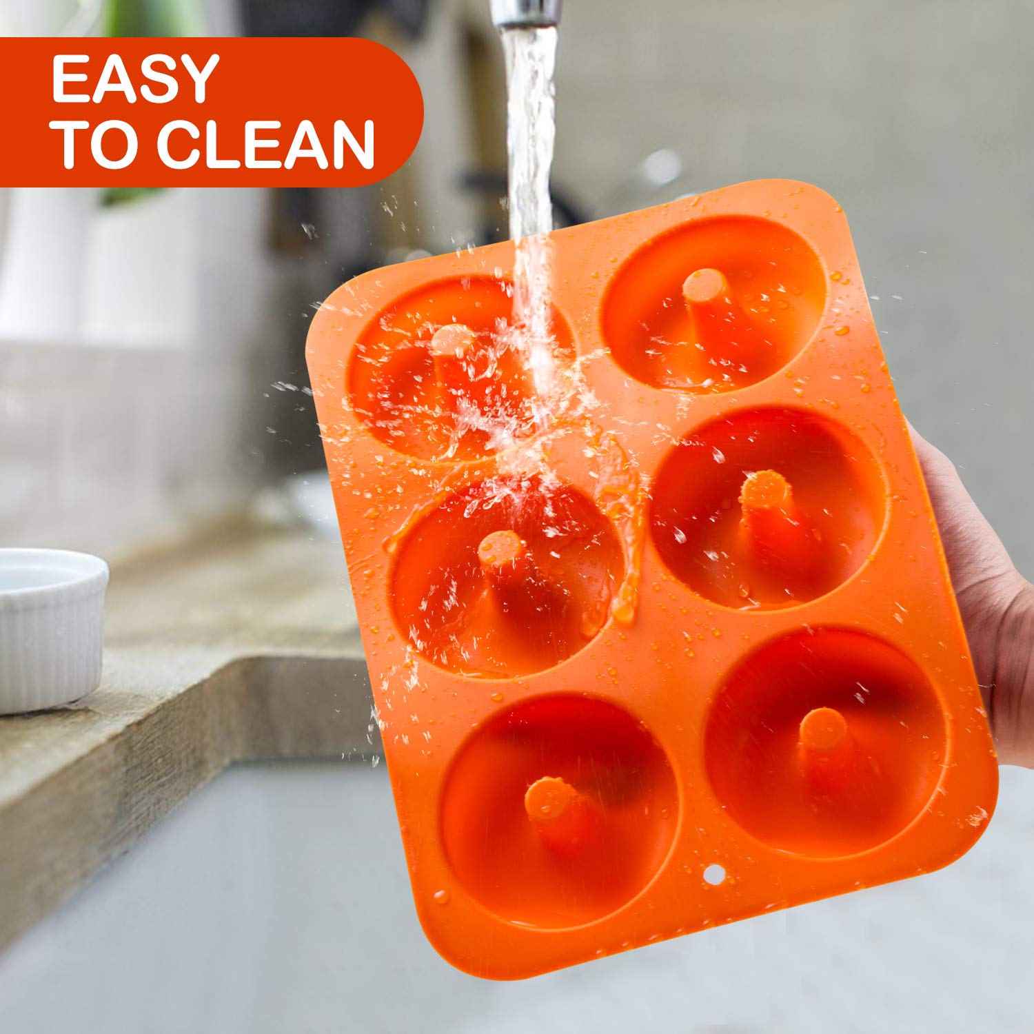Gezan 3-Pack Silicone Donut Mold of 100% Nonstick Silicone. BPA Free Mold Sheet Tray. Makes Perfect 3 Inch Donuts. Tray Measures 10x7 Inches. Easy Clean, Dishwasher Microwave Safe