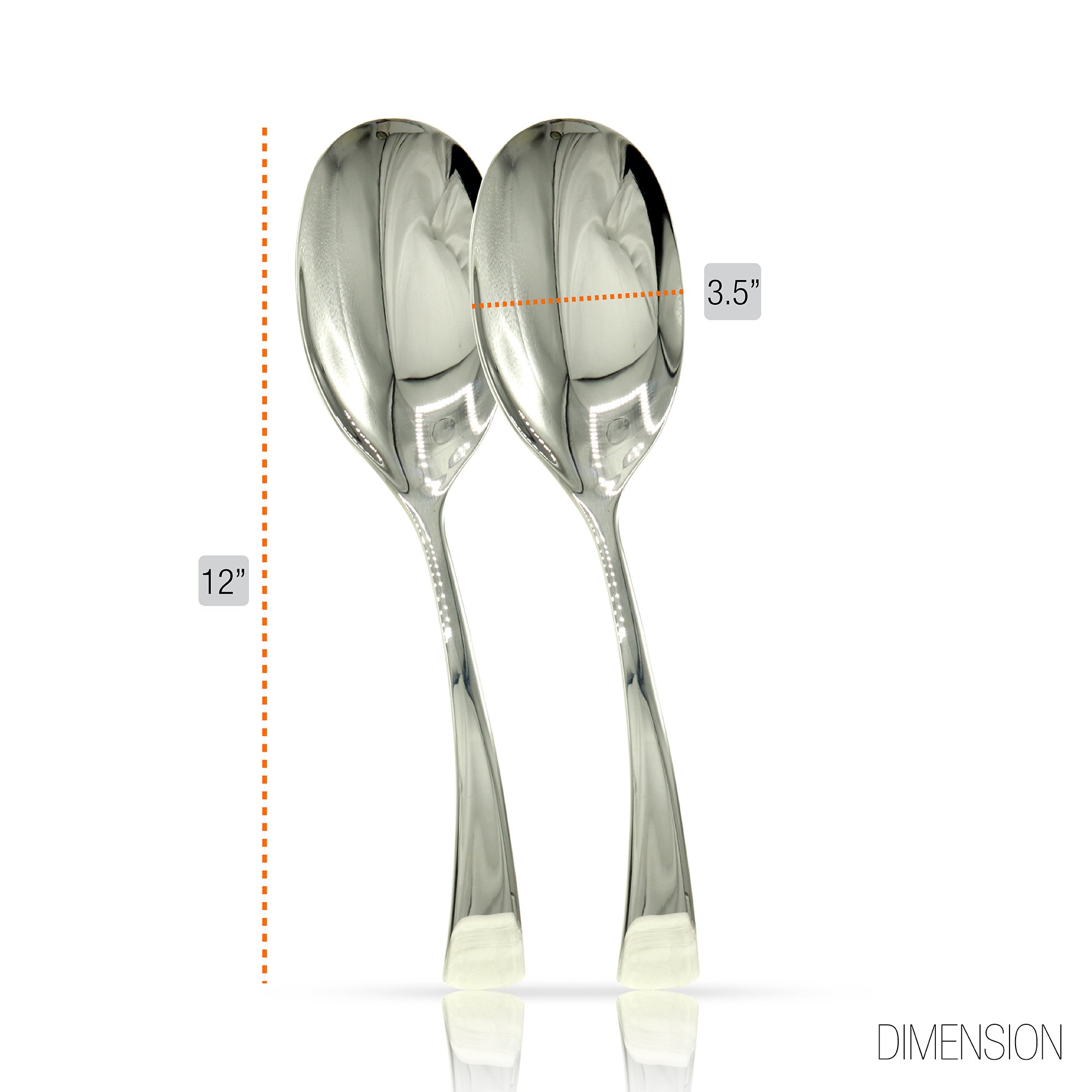 Large Buffet Serving Spoons - MIJIG Set of 2 Custom Designed Mirror-Polished Stainless-Steel Utensil Set for Homes, Hotels & Party Planners β Dinner Flatware Set with Exquisite Packaging