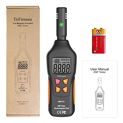 JOAUIAX EMF Meter Reader EMF Detector,5HZ—3500MHz Digital Household Radiation Detector,3 in 1 Electromagnetic Field Meter with LCD&Sound-Light Alarm for Home EMF Inspections,Office and Ghost Hunting