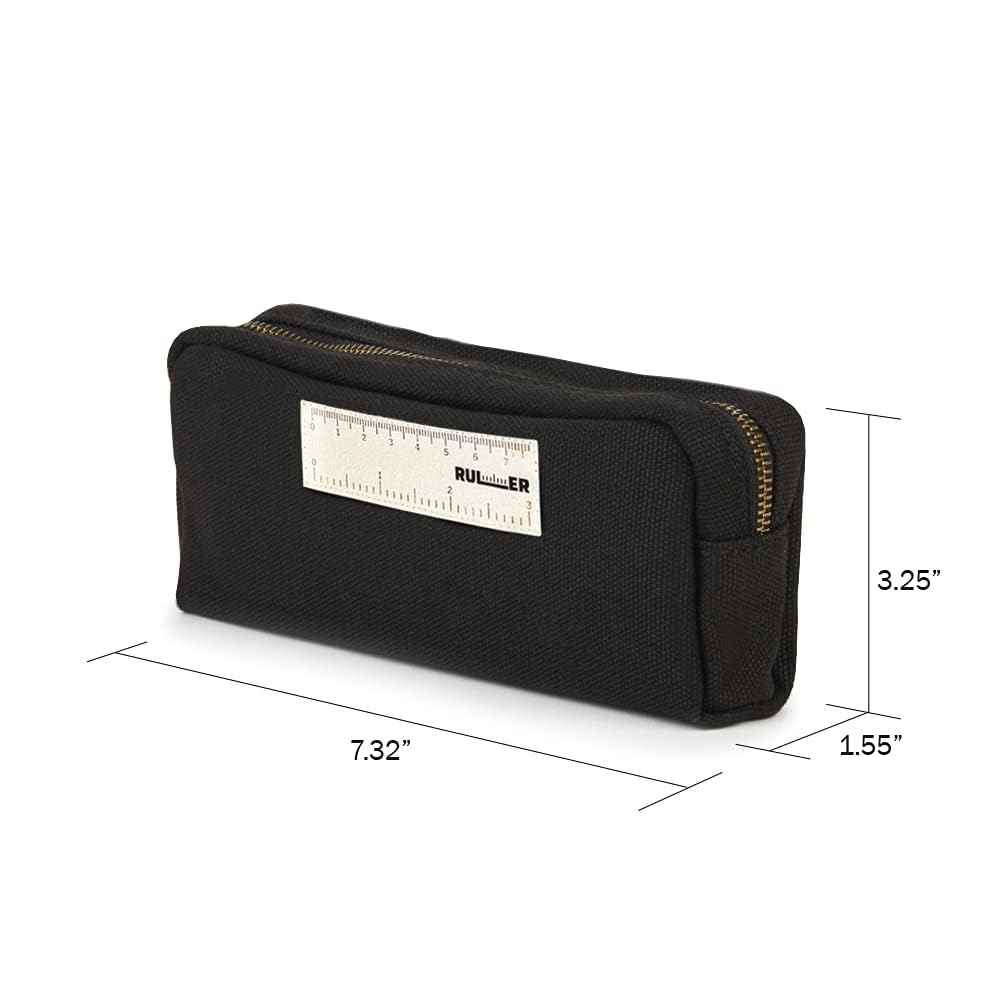 Trilly Canvas Pencil Case Pouch with Ruler I Larger Capacity Simple Pencil Pouch I School Small Pencil Bag For Boys & Girls I Holds Pencil, Pen, Personal Items & Desk Organizer Cute Pen Pouch Black