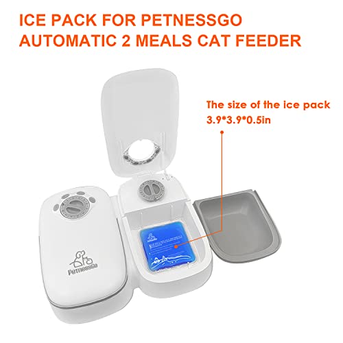 PeTnessGO Automatic Cat Feeders 2 Meal Automatic Dog Feeder,Pet Feeder with 48-Hour Timer,Dry or Semi-Moist Pet Food Dispenser for Cat and Dog (2 Ice Pack)
