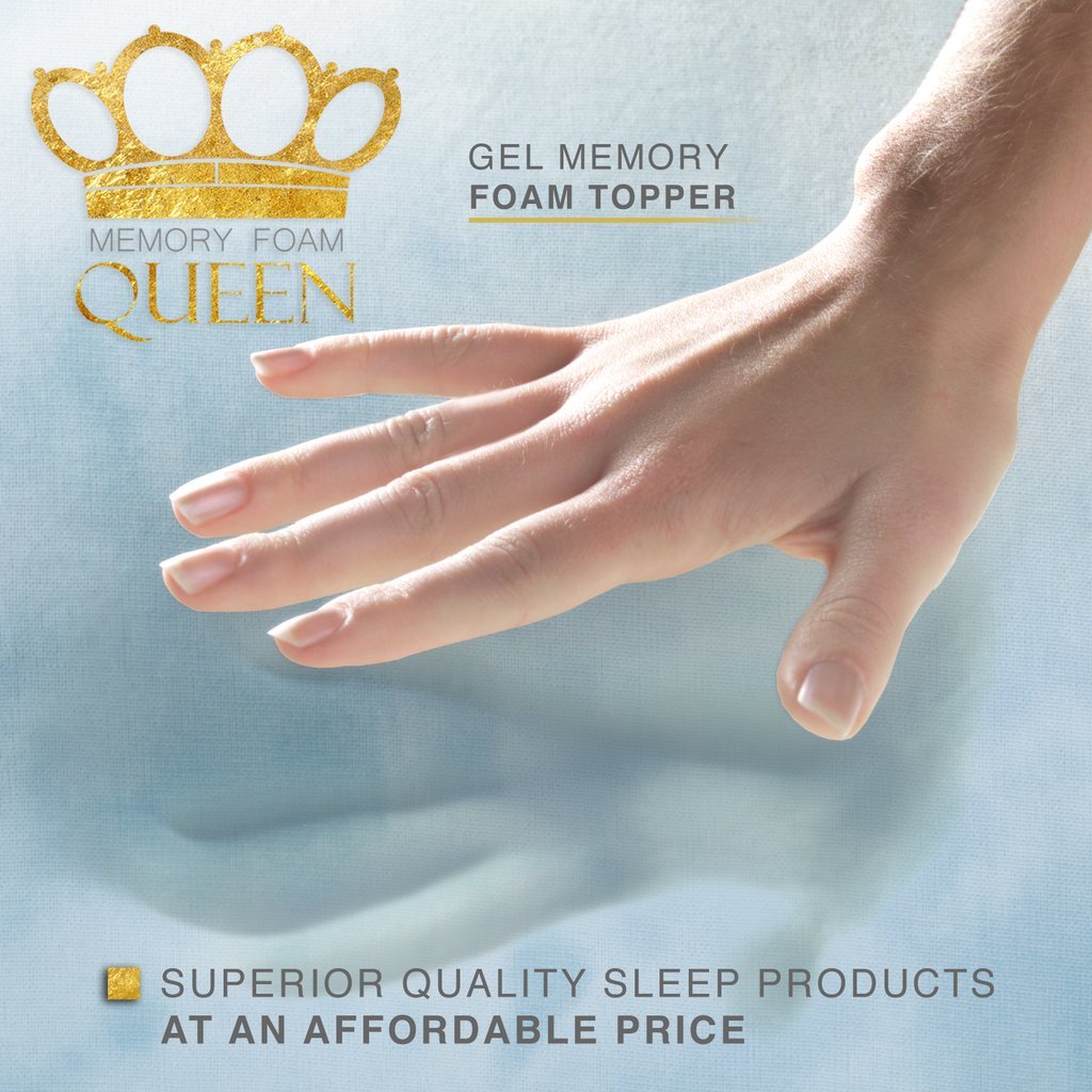 MFQ - Gel Memory Foam Mattress Topper King Size Bed Pad - Made in The USA - 2 Inch Gel Mattress Topper King Size for Extra Padding - Extra Soft and Comfy Gel Infused Toppers