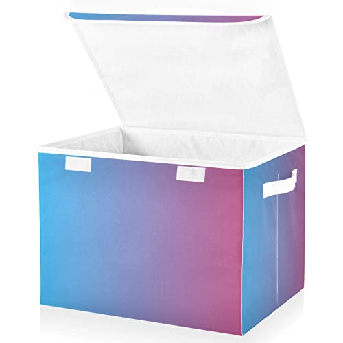 innewgogo Blue Gradient Storage Bins with Lids for Organizing Closet Organizers with Handles Oxford Cloth Storage Cube Box for Car