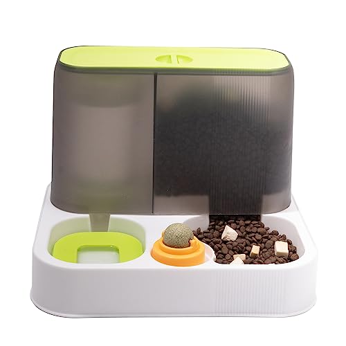 IVVTRYI Automatic Pet Feeding Set, Small Dog and Cat Bowls for Food and Water, 1L Feeder and 2.8L Water Dispenser, Ideal for All Breed, 2-Pack(Green)
