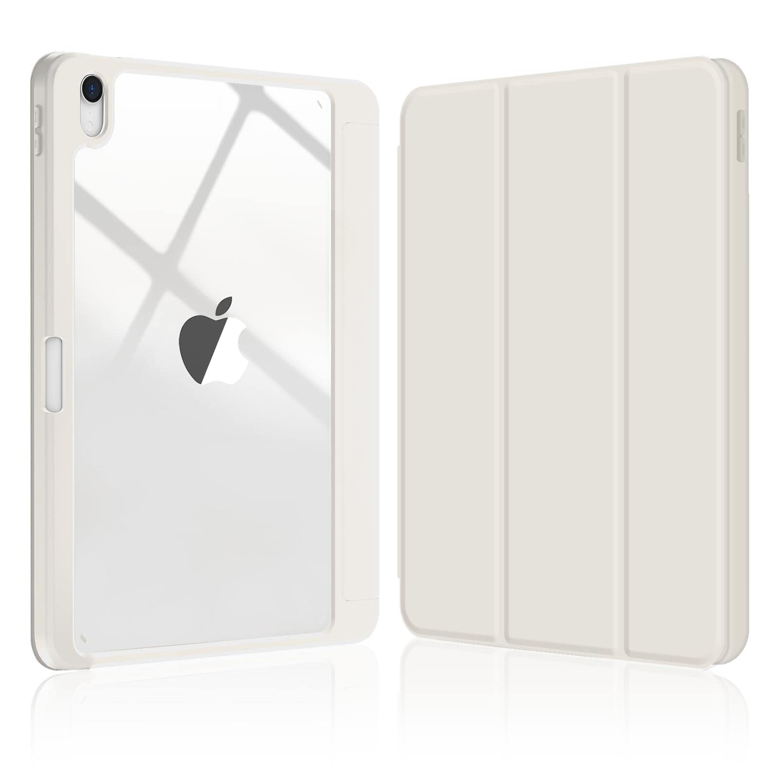 iPad 10th Generation Case 2022 with Pencil Holder,iPad Case 10th Gen Slim Smart Trifold Cover with Clear Back Shell,10.9 Inch iPad 10 Case, Auto Sleep/Wake(White)