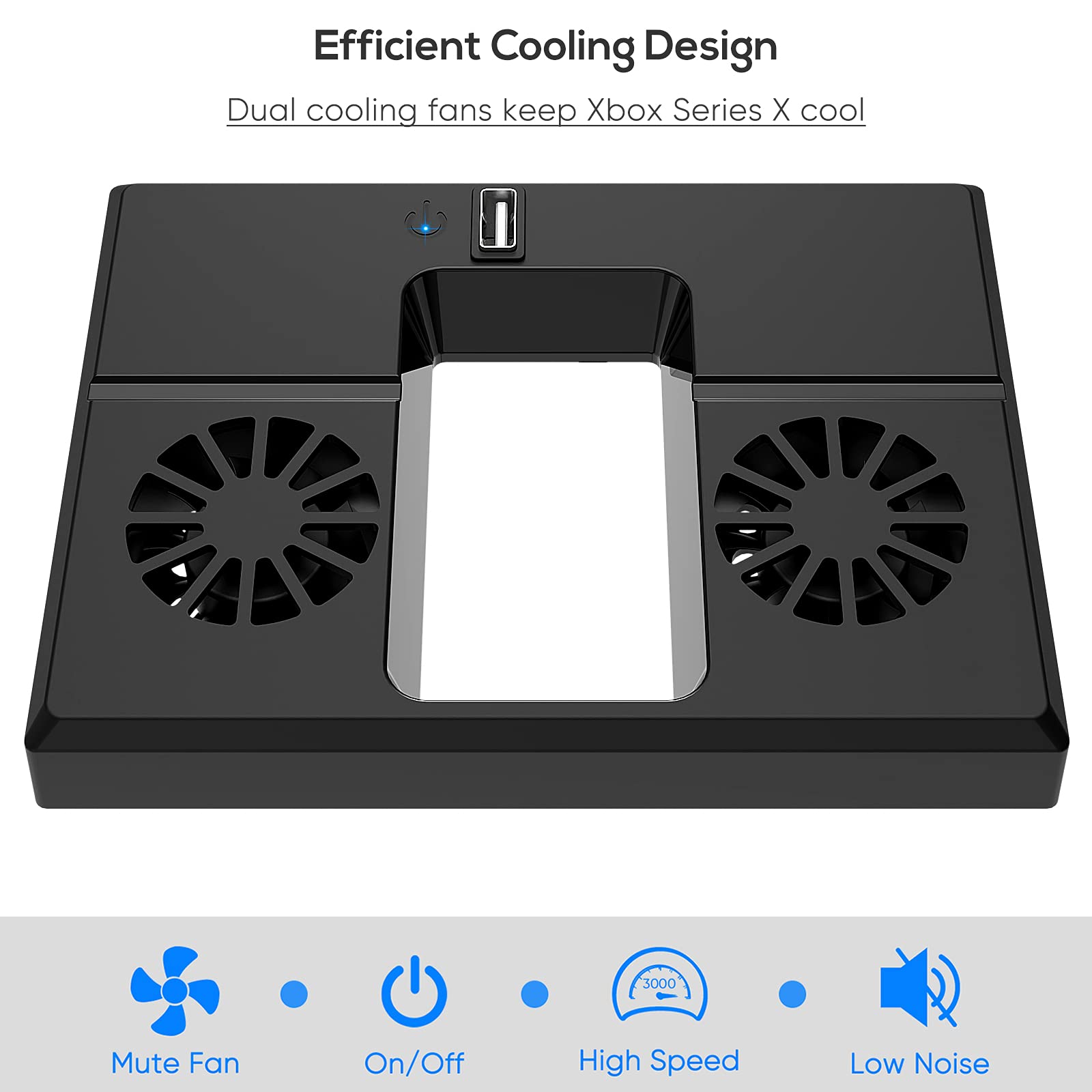 USB Cooling Fan for Xbox Series X Console, MENEEA Cooling Fan Stand for Xbox Series X Console with Dual Cooling Fans and USB Port
