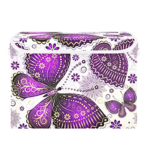 innewgogo Butterflies Flowers Storage Bins with Lids for Organizing Closet Organizers with Handles Oxford Cloth Storage Cube Box for Dog Toys