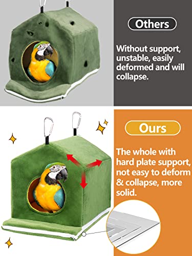 MEWTOGO Large Winter Warm Bird Nest House, Bird Bed for Cage, Novelty Plush Parrot Nest Snuggle Shed Hut, Easy to Install for Macaws Amazon Parrot African Grey Lovebirds
