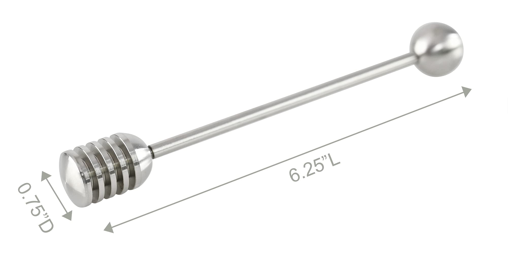 HOME-X Stainless-Steel Honey Dipper Wand for Honey Jars, Stainless-Steel Stirrer for Serving Honey and Syrup, Candy and Chocolate Drizzler Tool, 6 ¼” L x ¾” D, Stainless Steel