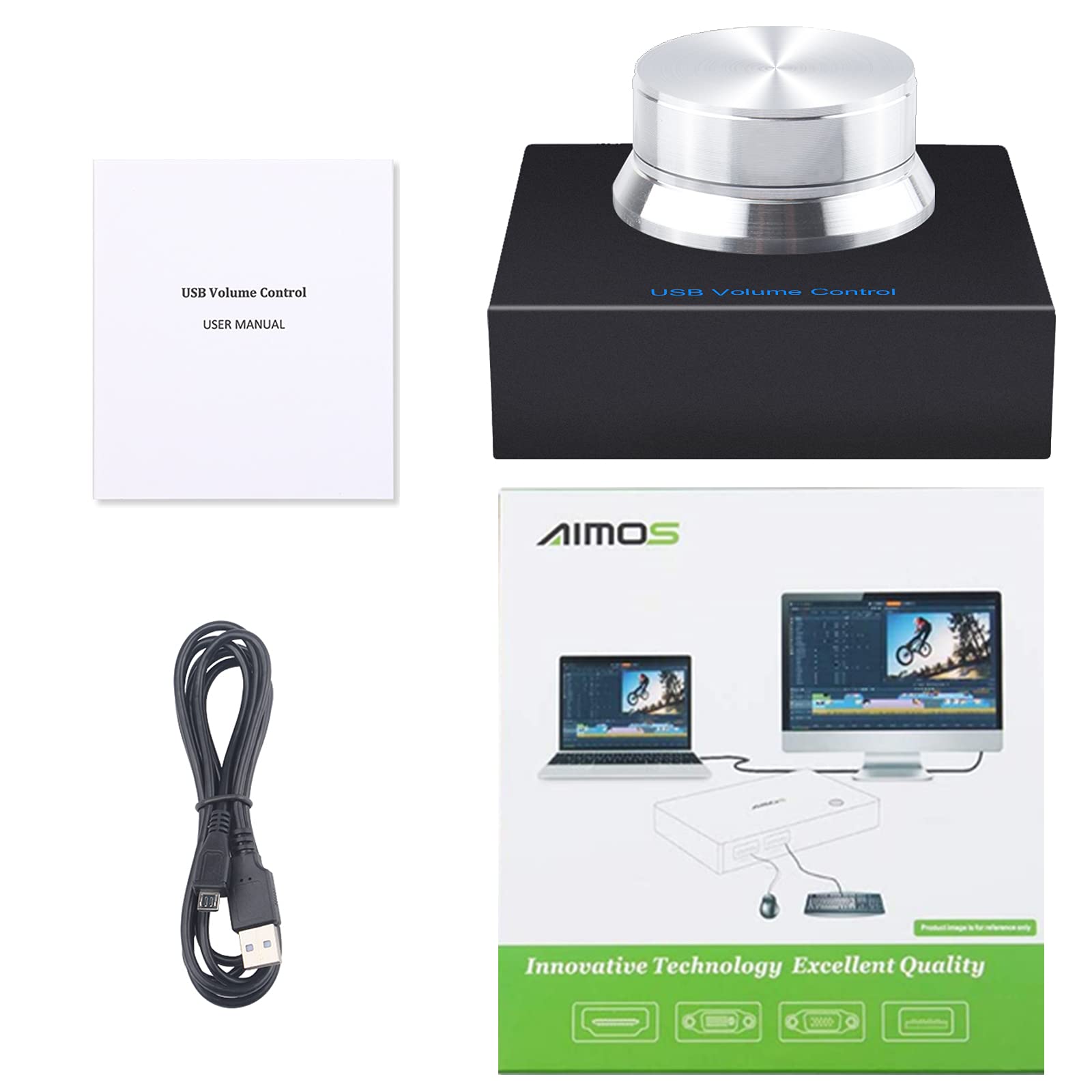 USB Volume Control Knob,Multimedia Controller with One-Click Mute Function,Audio Adjuster Compatible with Win7/8/10/XP/Mac/Vista/Android/IOS