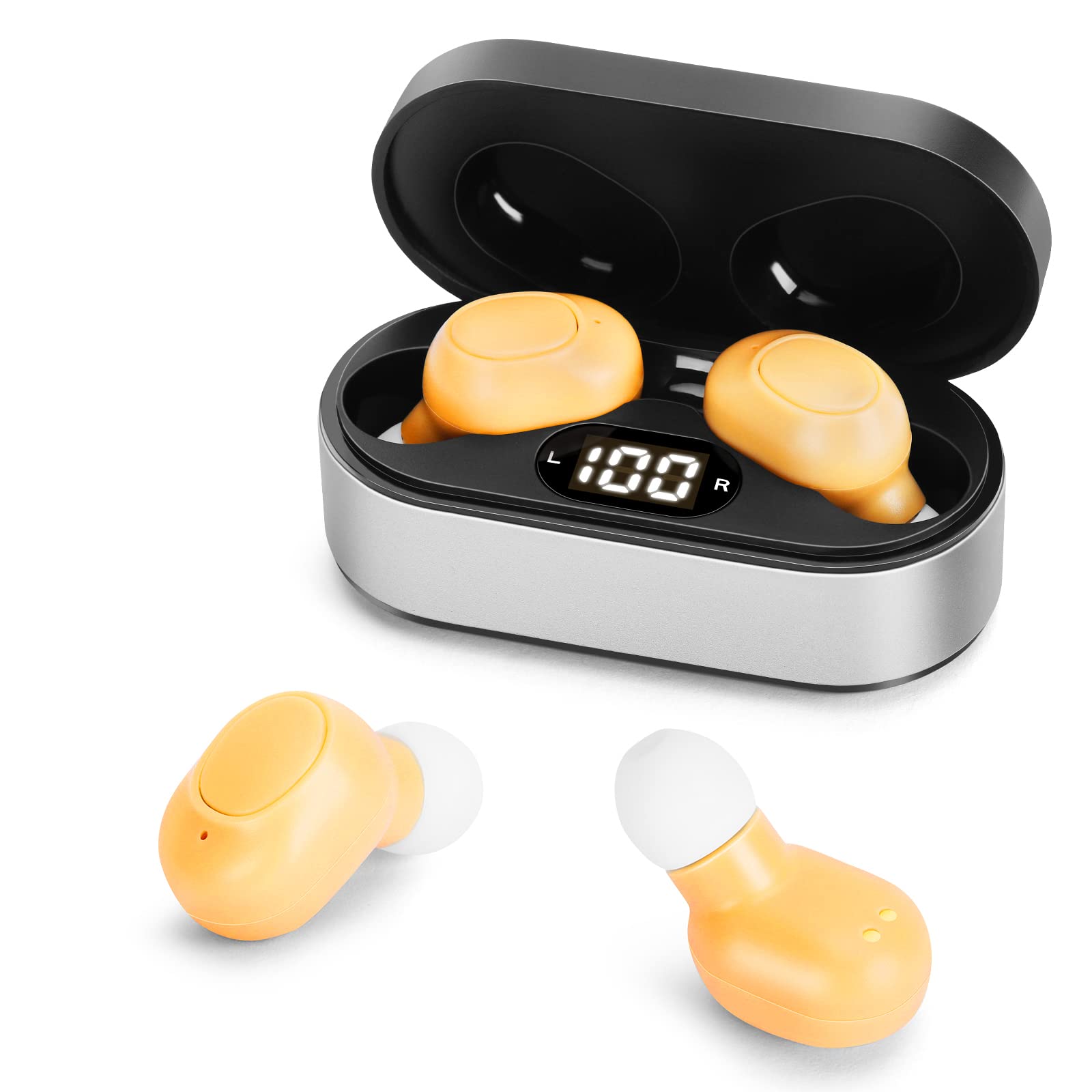 Hearing Aids, Mini Hearing Amplifiers for Adults with Noise Cancelling, Rechargeable Hearing Aid for Seniors Into Ear No Squealing Hearing Assist Device with LED Power Display
