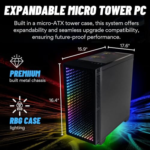 Empowered PC Continuum Micro Gaming Desktop - NVIDIA GeForce RTX 3080 (~ 4070), AMD 8-Core Ryzen 7 7800X3D, 32GB DDR5 RAM, 512GB NVMe SSD + 2TB HDD, WiFi, Windows 11 Home - RGB Gamer Computer
