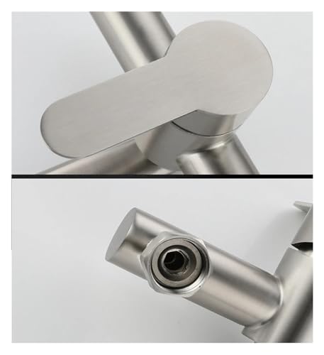 KMZSHPJNY Stainless Steel Kitchen Wall-Mounted Bathroom Bathtub Long spout Water Outlet 360-degree Rotating Sink Hanging Balcony Faucet, Brushed