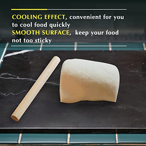 HERFECEAL Marble Cutting Board, Marble Pastry Board Serving Tray Plates for Cheese Rolling Dough, Non-Stick Marble Slab with Non-Slip Rubber Feet for Cake Display, Black 12"x16"