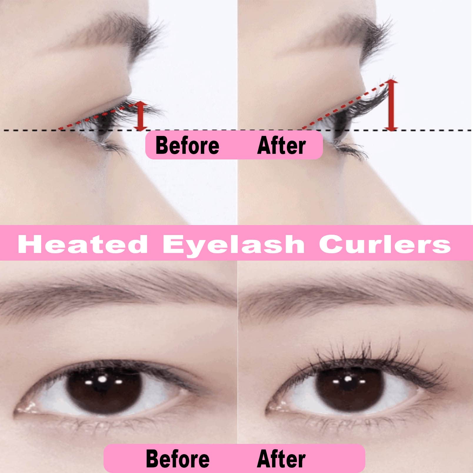 Heated Eyelash Curler, Electric Eyelash Curlers, USB Rechargeable Eye Lash Curler with 2 Temperature Modes Quick Natural Curling Eye Lashes for Long Lasting