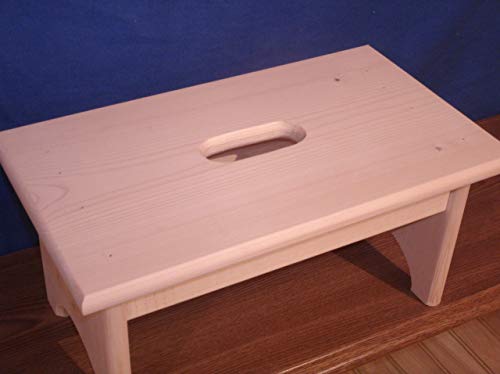 handmade 7 1/2" wooden step stool with hand hole wooden step stool handmade step stool rustic wooden step stool childrens step stool unfinished wooden step stool