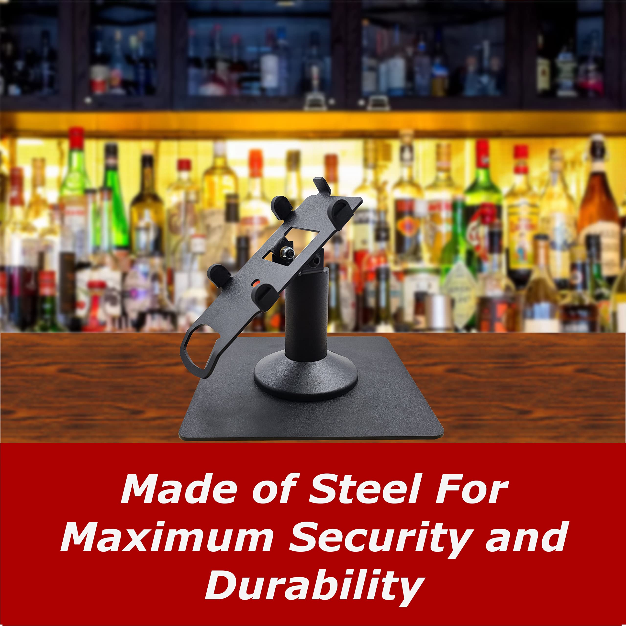 DCCStands Pax A35 Freestanding Swivel and Tilt Low Profile 4'' Terminal Stand with Square Plate, black