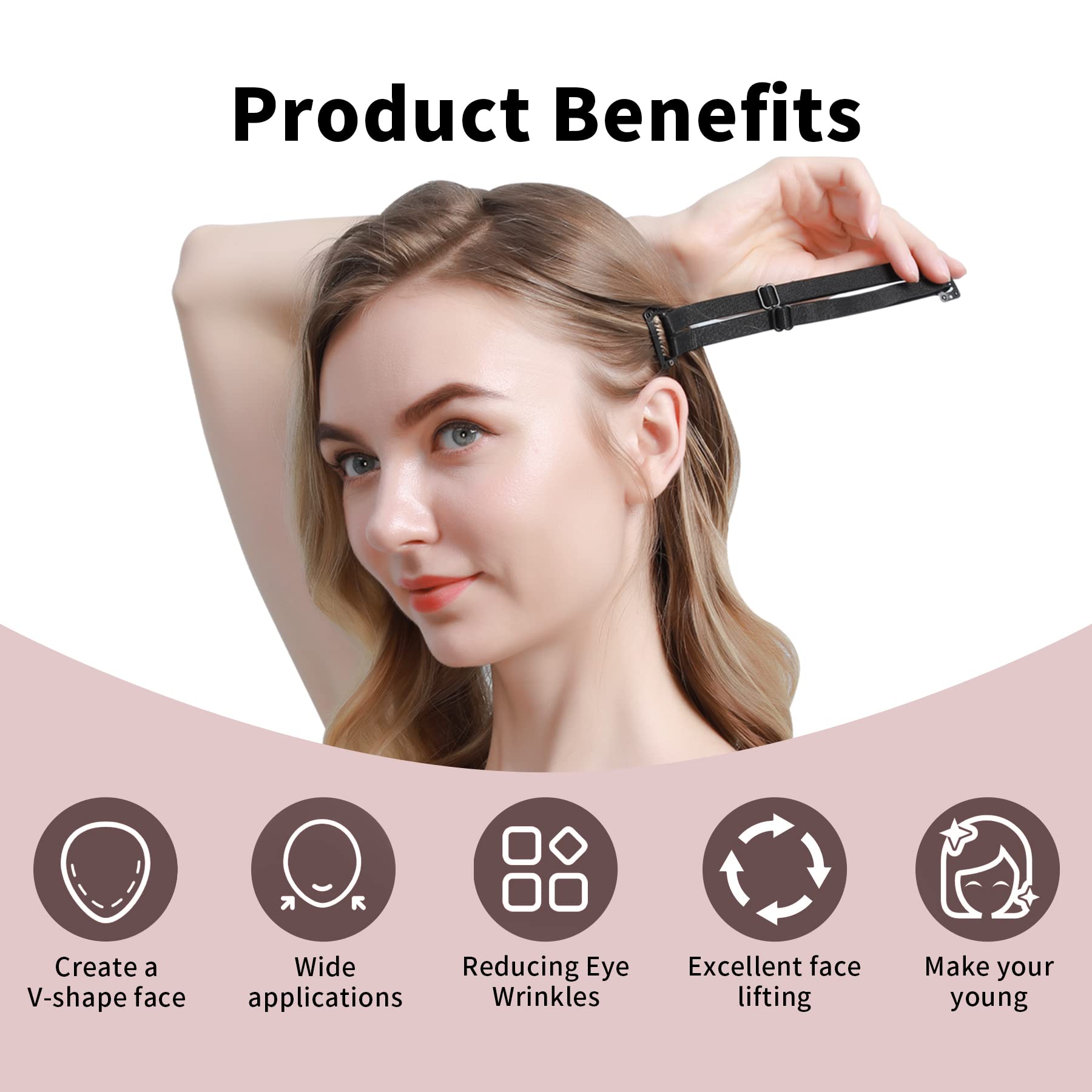 DB11 Facelift Bands with Clips, 4 PCS Reusable Hairpin Facial Lifting Bands Invisible Facelift Patch Straps for Hair, Instantly Remove Eye Fishtail Wrinkles