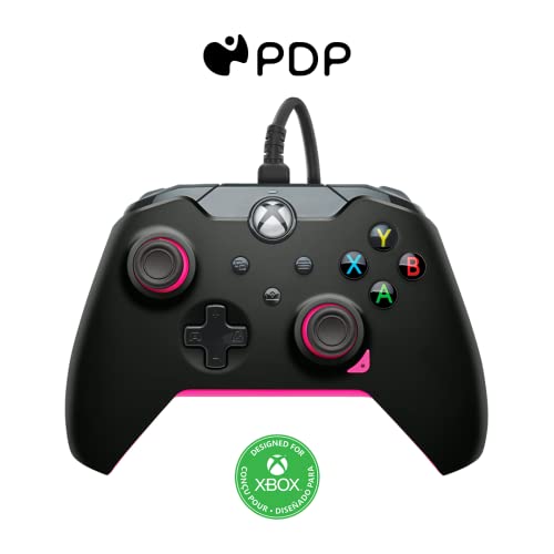 PDP Wired Xbox Game Controller - Xbox Series X|S/Xbox One, Dual Vibration Gamepad, App Supported - Fuse Black/Pink (Amazon Exclusive)