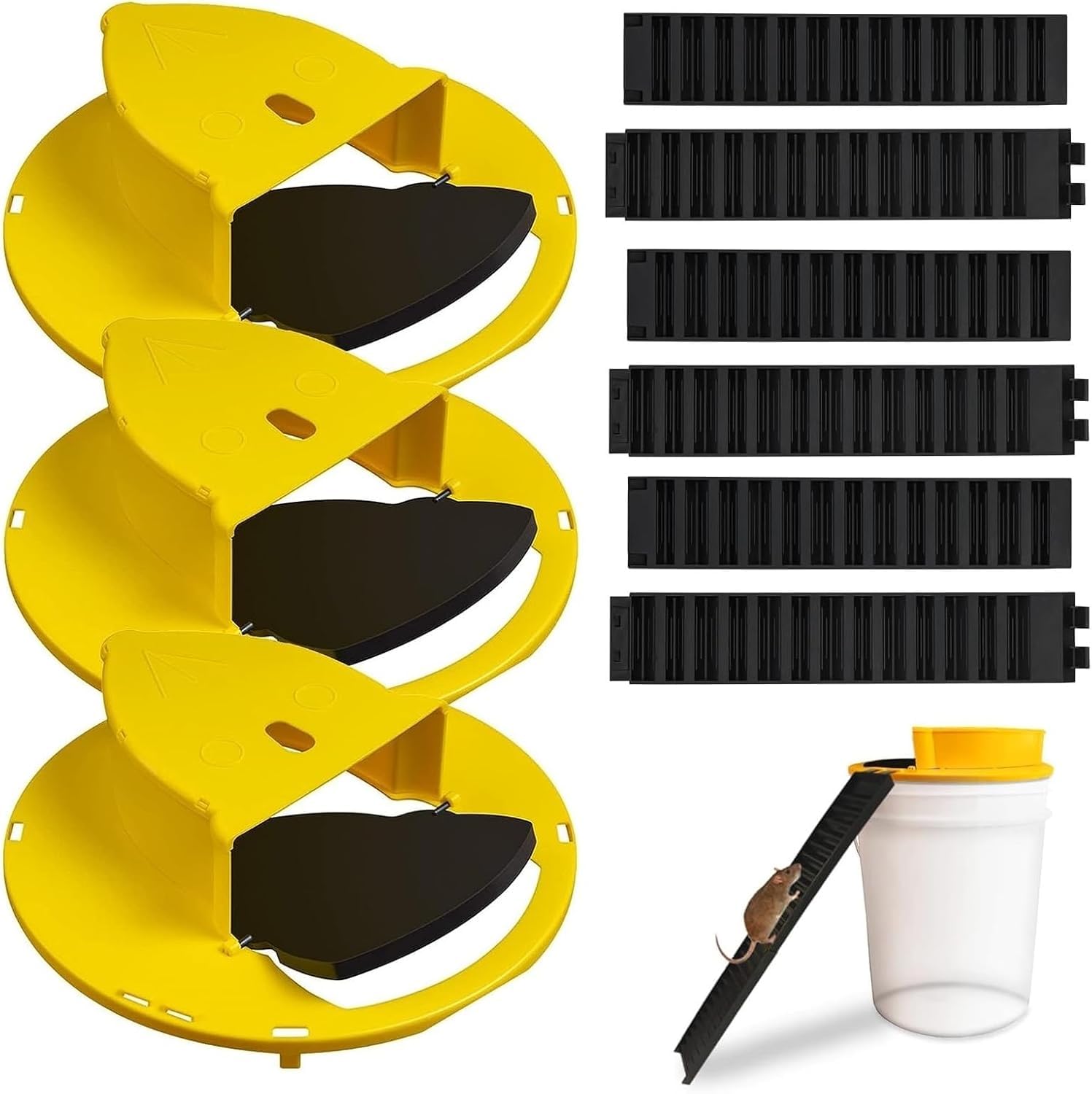 Mice Mouse Trap Bucket Lid,Mouse Trap Bucket Flip Lid,Auto Reset Multi Catch Humane Rat Trap for Indoor Outdoor | 5 Gallon Bucket Compatible |Mouse Rat Trap Bucket Lid (3Pack)