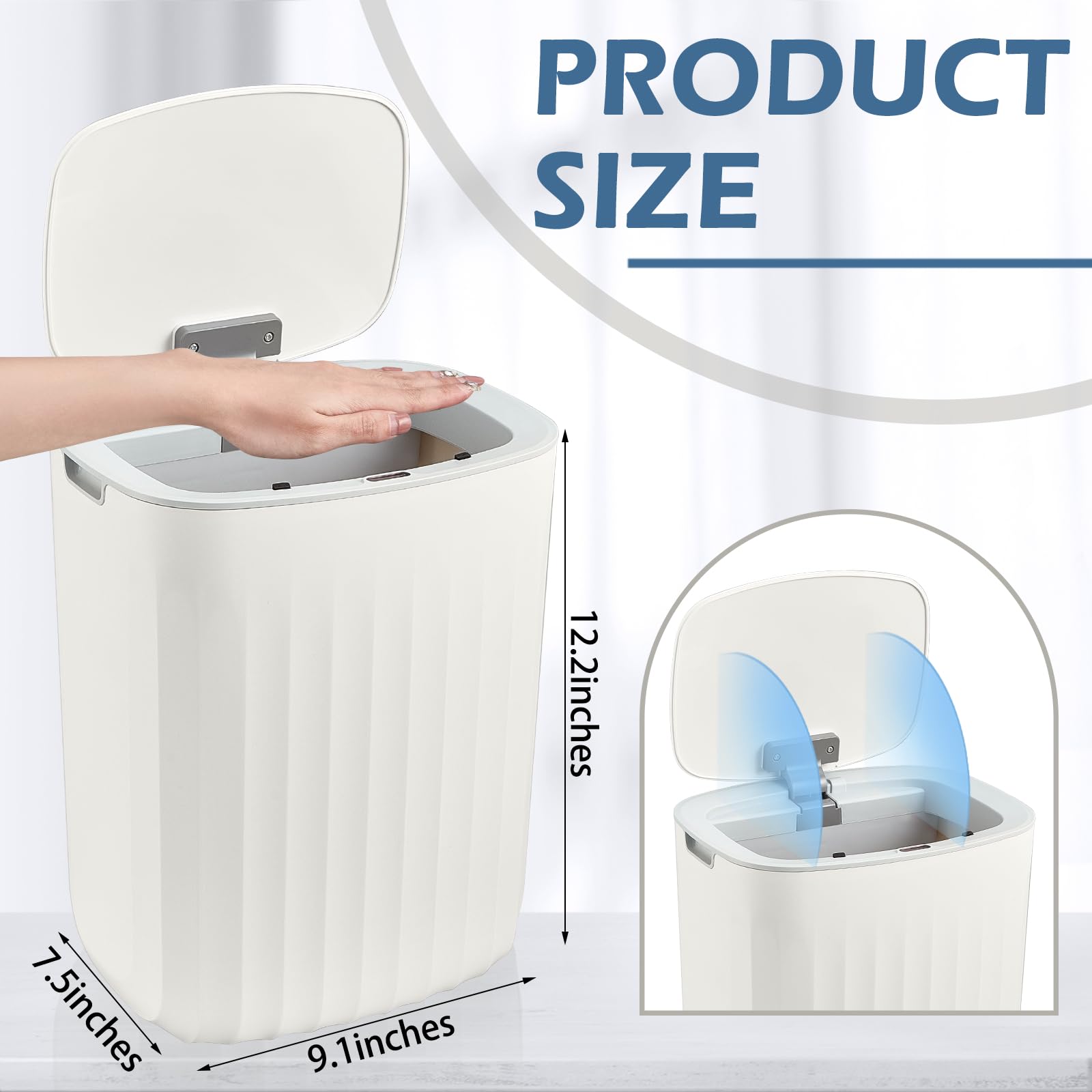 Mifoci 2 Pcs 3.5 Gallon Automatic Trash can Touchless Bathroom Trash Cans with Lids Motion Sensor Trash Cans Waterproof Garbage Cans with Garbage Bag for Kitchen Bathroom Bedroom Office (White, Gray)