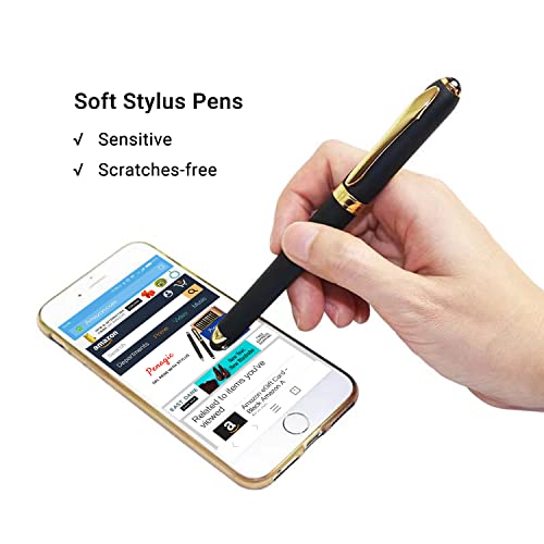 Pen with Stylus Tip, P-223B, Gel Pens Fine Point [0.5mm] Black Ink, Roller Ballpoint Pens Matt Design, Stationery Pens for School Office Supplies
