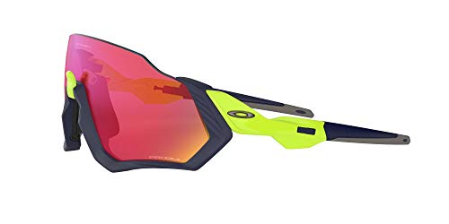 Oakley Men's Oo9401 Flight Jacket Rectangular Sunglasses, Matte Navy/Prizm Road, 37 mm