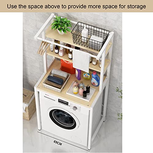 KEAVY Above Washing Machine Shelf, Shelves Above Toilet with Hanging Rod, Over The Washer and Dryer Storage Shelf, Bathroom Space Saving Organizer Rack