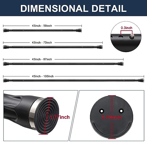 Shower curtain rod,Black shower curtain rods No Drilling Expandable Spring Loaded Curtain Tension Rod Adjustable 43 to 73 inch doesn't rust