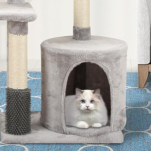 MIAO PAW 16Cat Tree Tower for Indoor Cats - Condo with Sisal Scratching Posts,Jump Platform Cat Furniture Activity Center Play House Bed Grey