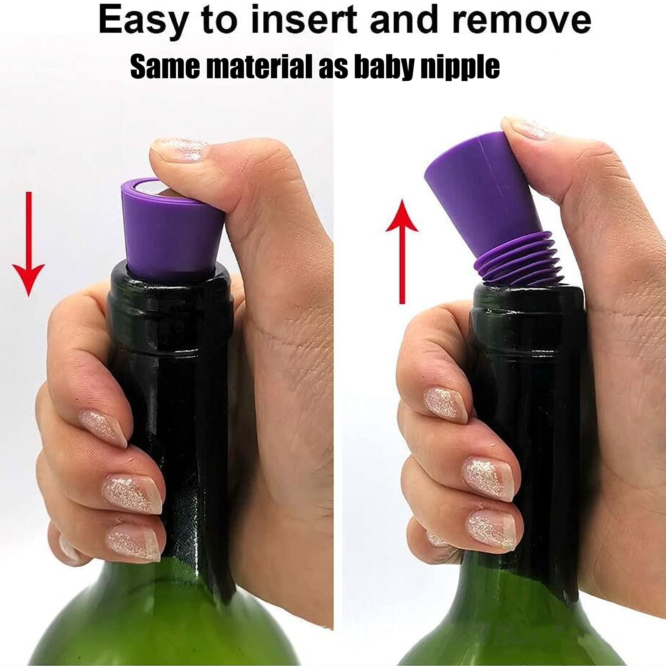FXHDC-M 4 pcs Reusable Cork Novelty Wine Bottle Stoppers Rubber for Bottles of Opened Win Cork to Keep The Wine Champagne Beer Fresh