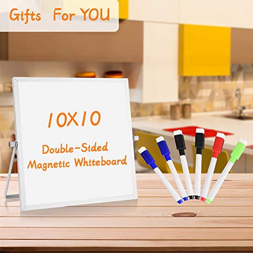 Small Dry Erase Board Whiteboard β Desktop Portable Mini White Board Desk Easel 10"x 10", 360 Degree Reversible to Do List Notepad for Office, Home, School. β¦