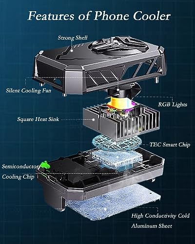 Phone Cooler Semiconductor Radiator Keep Phone Cool and Fast, Phone Cooling Fan For Gaming PUBG Live Broadcast, 4-7.5inches iPhone/Android Cellphone Cooler, Noiseless Portable Phone Cooling Case