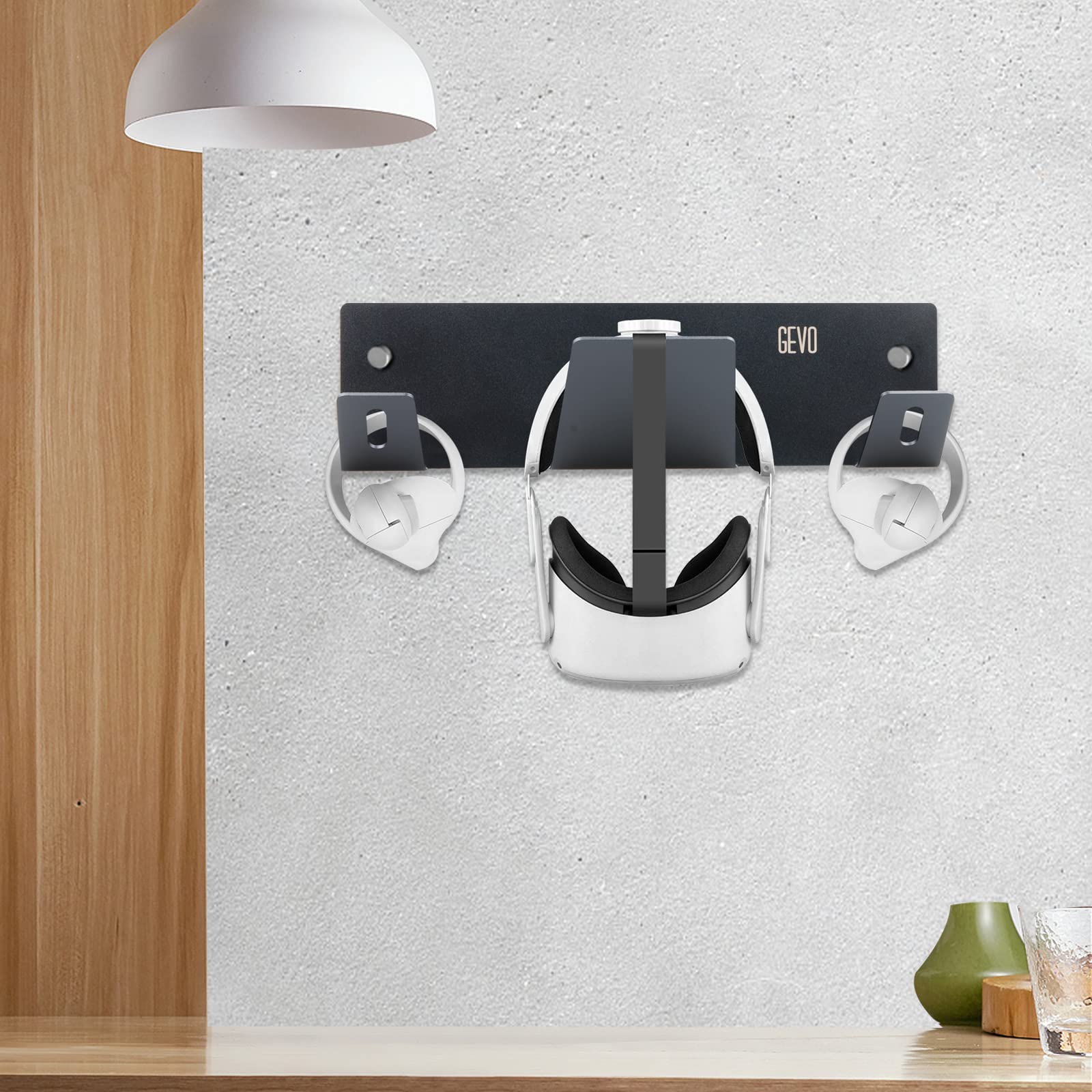 GEVO Wall Mount Multifunctional Stand Hook for Oculus Quest 3, Quest 2, Quest, Rift, Rift S, Valve Index, HTC Vive, HP Reverb G2, PlayStation VR Headsets Controllers, Universal Storage Stand Hook