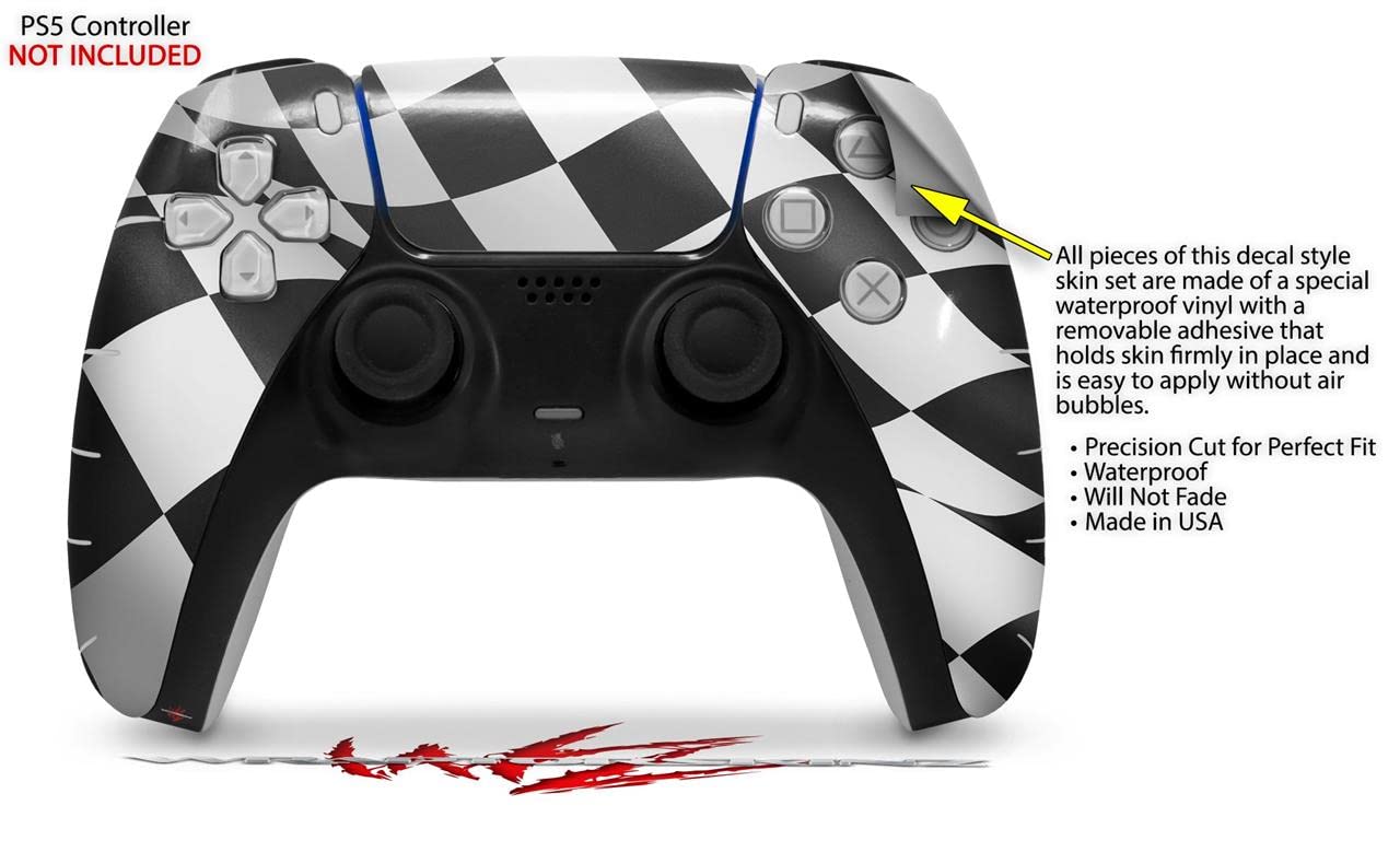 WraptorSkinz Skin Wrap compatible with Sony PS5 DualSense Controller Checkered Racing Flag (CONTROLLER NOT INCLUDED)