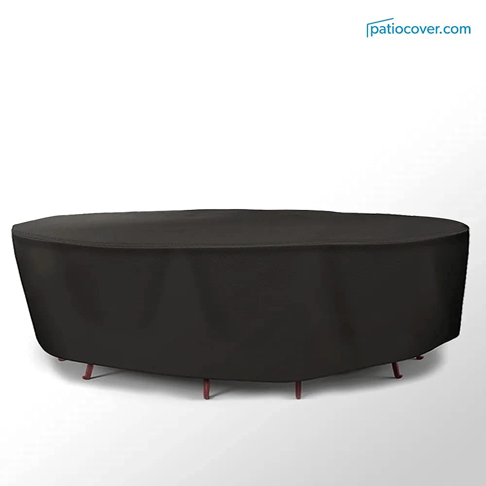 Patio Extra Large Waterproof Round Oval Table & Chair Cover - Outdoor Patio Table Chair Combo Washable - Heavy Duty Furniture 600 Denier Polyester