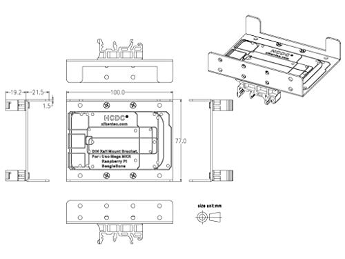 DIN Rail Mount Bracket for Raspberry Pi A+ B+ 2B 3B 3B+ 4B Zero Arduino Uno Mega Mkr BeagleBone