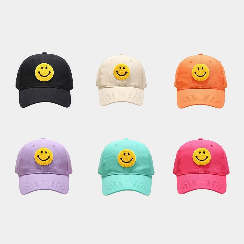 GEGEEN DOMOG Smiley Face Hat Trucker Hats Adjustable Smile Baseball Cap Summer Preppy Y2k Hat for Women Men (Patch-Purple)