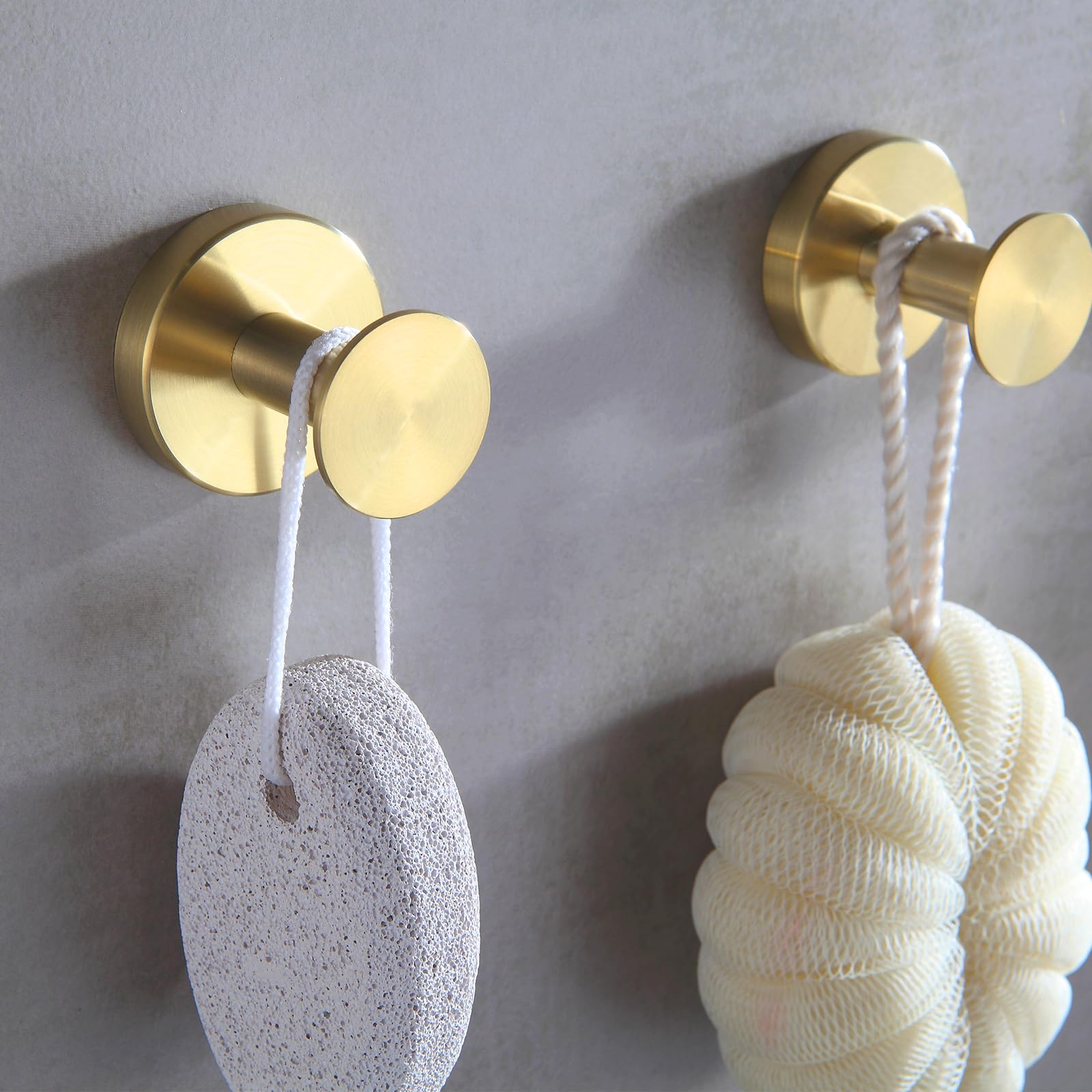Orlif Bath Towel Hooks,4 Pack SUS304 Stainless Steel Robe Coat Robe Clothes Hook,Heavy Duty Wall Hook for Bathroom & Kitchen Garage Hotel Wall Mounted (Gold)