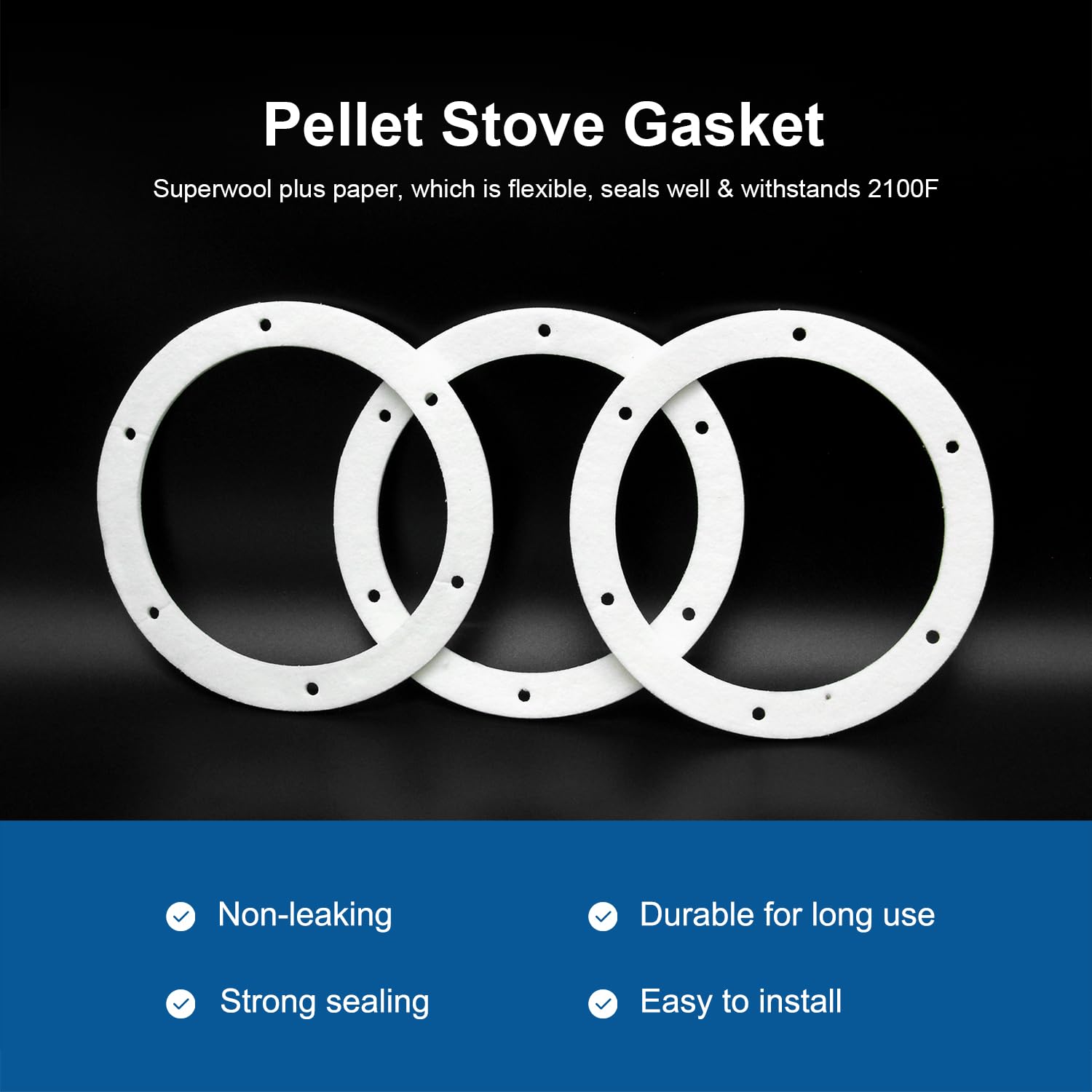 MEFONKOU 6" Pellet Stove White Gasket for Combustion Exhaust Fan Mounting Blower to Housing Seal with 100's and Most Pellet Stoves 2100J(3/pack)
